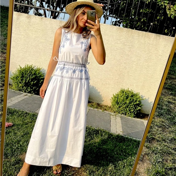 Zara | Dresses | Zara Embroidered Midi Dress | Poshmark